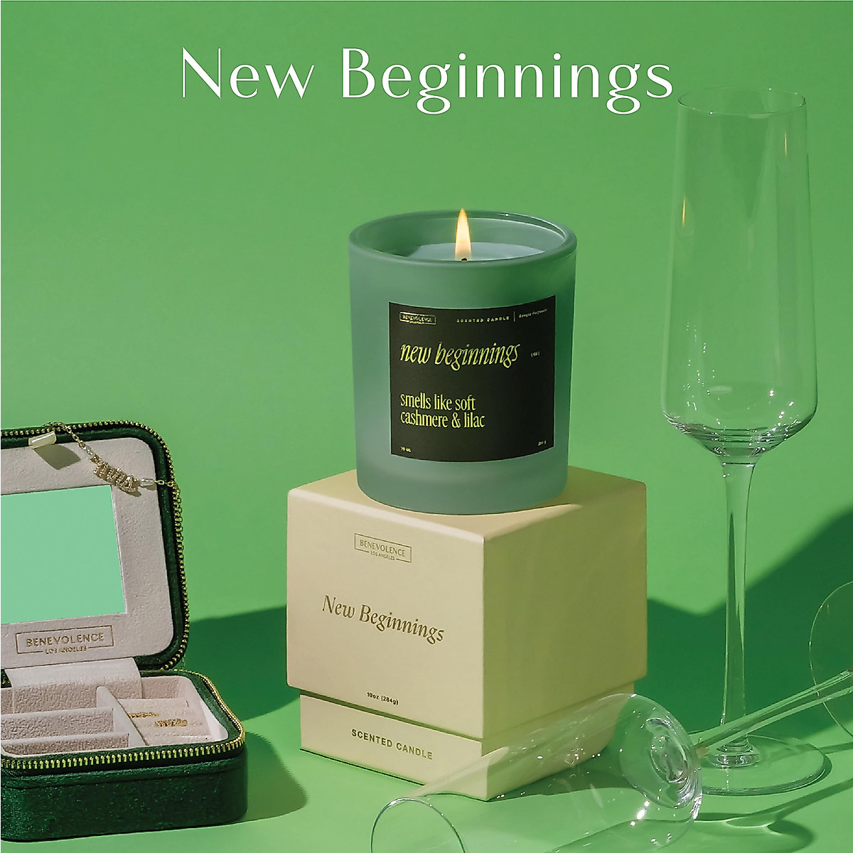 Benevolence LA New Beginnings Scented Soy Candle, 10 oz 40-50 Hour Burn, Housewarming Gifts, New Home Candle, Promotion, New Job Gifts for Women, Gifts for New Relationship, Retirement