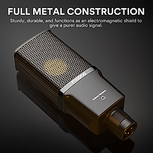 XLR Condenser Microphone with Audio Interface, MAONO Professional Studio Bundle for Recording, Podcasting, Streaming, Voice Over, Vocals, Music, YouTube