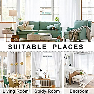 JIUZHEN White Sheer Curtains 84 Inches Long - Grommet Semi Transparent Light Filtering Window Drapes for Bedroom Living Room, 52Wx 84L, Set of 2 with Tiebacks