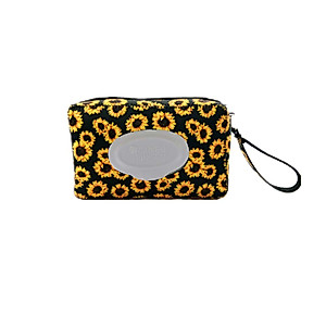 Sunflower Neoprene Wet Tissue Dispenser Case Infant Reusable Stroller Pram Wet Wipes Storage Box Convenient Tissue Case Paper Towel Holder for Travel