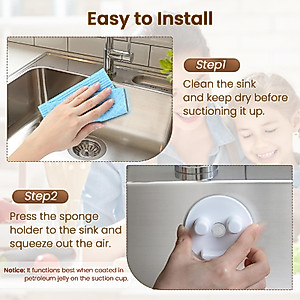 Sponge Holder, Sink Caddy w/ Suction Cup Installation, Sponge Organizer for Kitchen/ Bathroom Sink, Self Draining, Dishwasher Safe for Holding Smiley Sponges(Sponges Not Included), White(1-Pack)