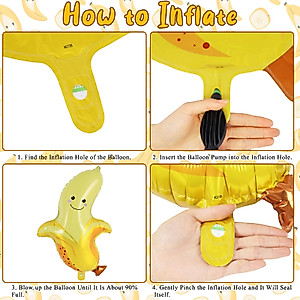 Banana Balloons, 6 Pcs Cute Banana Foil Balloons, 28 Inch Large Cute Fruit Mylar Balloons for Banana Themed Party Decoration Birthday Baby Shower