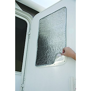 Camco 45167 SunShield Reflective Door Window Cover | Helps Protect Your RV from Harmful UV Rays and Regulates RV Temperature | 16" (L) x 25" (W)