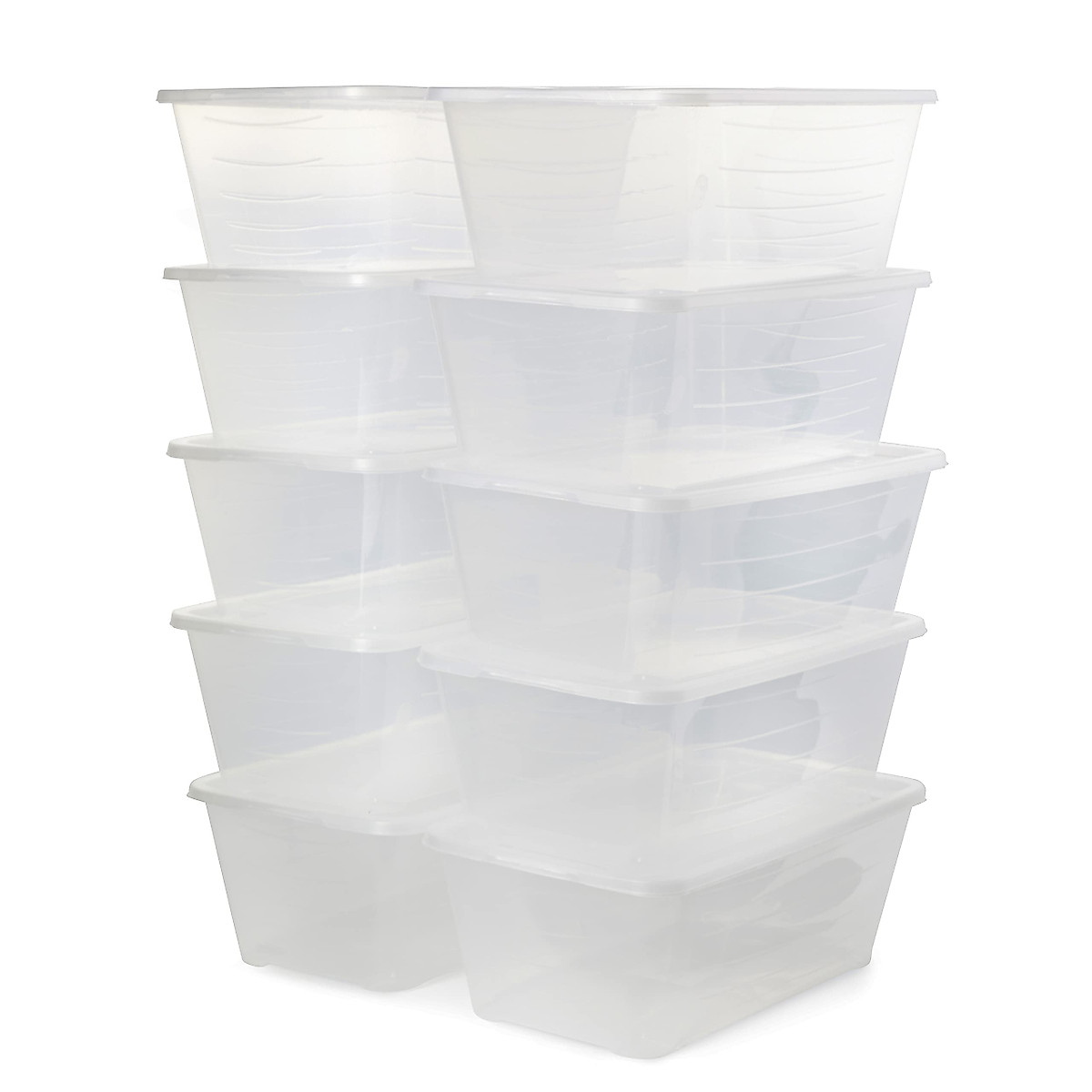 Life Story 6 Liter Shoe, Accessory, and Closet Plastic Storage Box Multi-Purpose Lidded Stacking Tote Containers, Clear (20 Pack)
