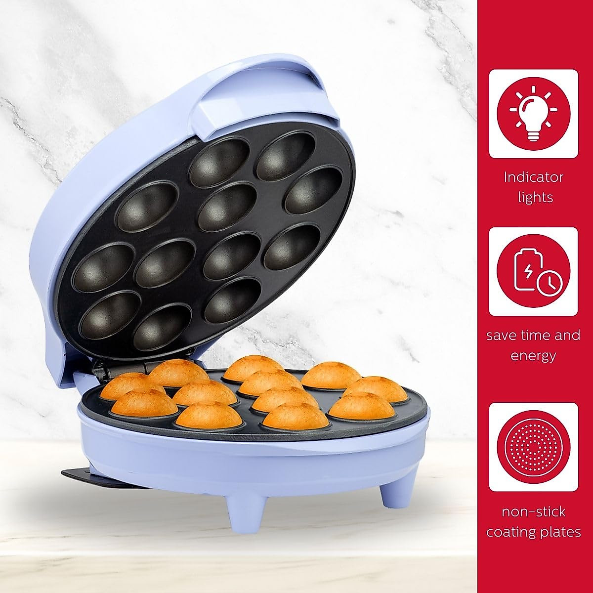 Holstein Housewares Cake Pop Maker, Lavender - Makes 12 Cake Pops, Non-Stick Coating, Perfect for Birthday and Holiday Parties