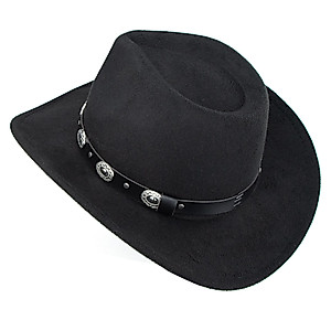 Classic Western-Cowboy-Hat Men Womens Wide Brim Cowgirl Hats Felt Fedora hat (S-M)