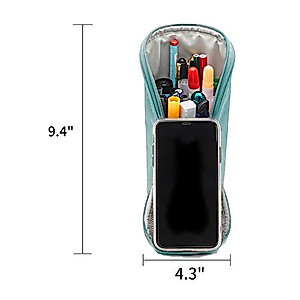 Araberry Stand Up Pencil Case Canvas Standing Pencil Holder Pencil Pouch Pen Bag Organizer Makeup Bag with Zipper (Green)