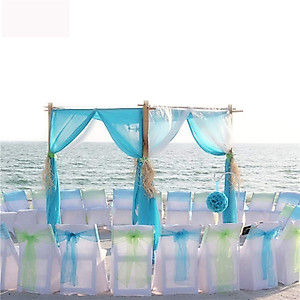 Crystal Organza Tulle Sheer Fabric Backdrop Curtains for Wedding Baby Shower Birthday Party Event Decor, 19” by 30 Yard (Light Blue)