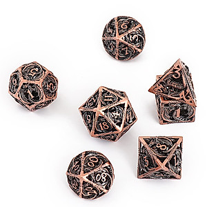 Hollow Metal dice DND Dragon Pattern for DND Games RPG Explorer Barbarian World and Table Games DND Dungeons & Dragons RPG