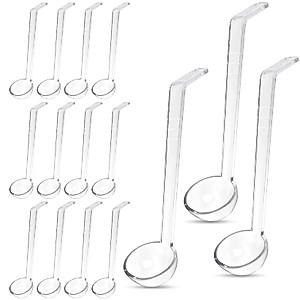 Aemygo 15 Pcs Clear Small Ladle 1 oz Gravy Ladle with Long Handle 7.9 Inch Acrylic Plastic Dressing Ladles for Serving Punch Bowl, Fruit Juices, Sauces and Toppings