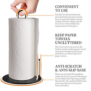 Paper Towel Holder,Paper Towels Stand Holder Countertop for Standard and Large Size Rolls Black