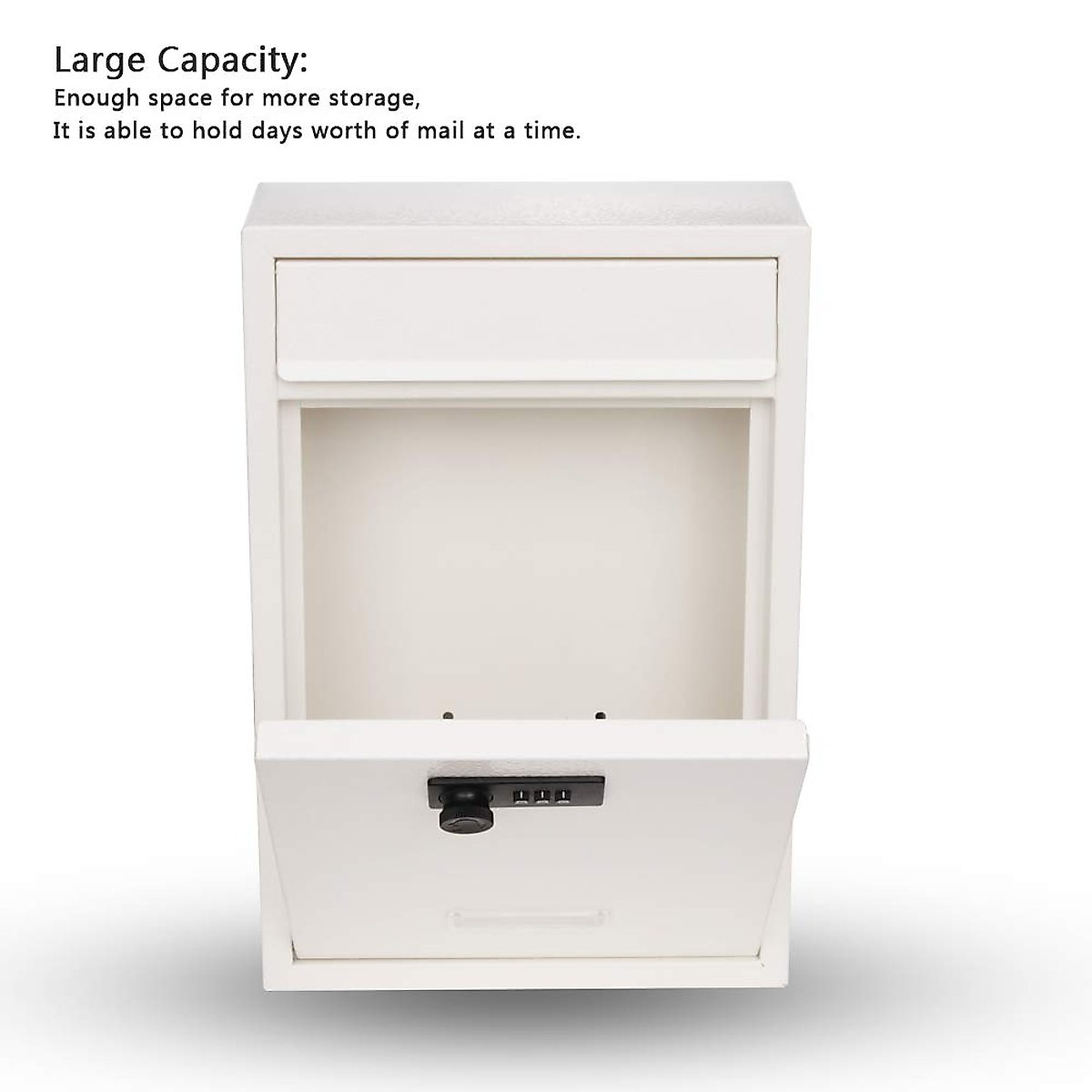 KYODOLED Locking Wall Mount Mailbox, Mail Boxes with Combination Lock for Outside, Security Drop Box with Code,12.4H x 8.54L x 3.35W Inches, White