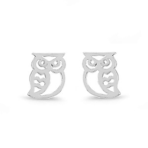 Boma Jewelry Sterling Silver Owl Stud Earrings