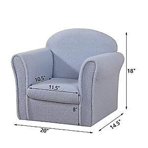 AFBKSS&BB Children Sofa, Kids Armrest Chair, Sturdy Wood Construction Kids Sofa Furniture, Armchair Couch for Preschool Children, Lightweight Toddler Sofa Chair, Teddy Velvet (Blue)