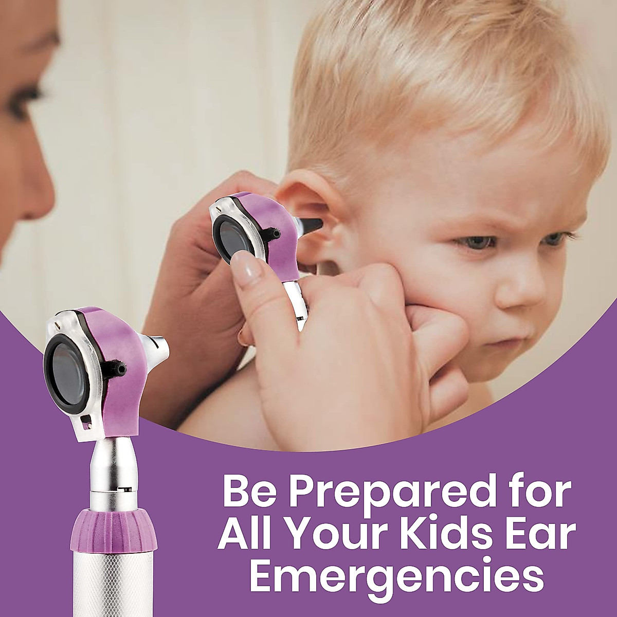 Zyrev Otoscope Oph Multi-Function Set - Otoscope/Opthalmoscope for Ear & Eye Examination - with Portable Carry Case, Sight Chart, Replacement Tips (Purple)