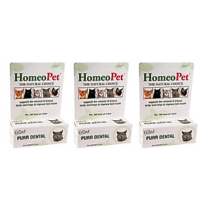 HomeoPet 3 Pack of Feline Purr Dental, 15 mL, Supports Cats' Teeth and Gums