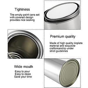WUWEOT 6 Pack Metal Quart Paint Cans with Lids, Empty Unlined Paint Buckets, Multipurpose Storage Paint Pails Containers for Arts and Crafts, DIY Projects, Painting, Garage Organization
