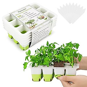 5pcs Reusable Seed Starter Kit, Silicone Seedling Starter Trays for Starting Plant Seeds with Flexible pop-Out Cells, Indoor Gardening Plant Germination Trays