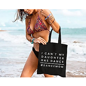 GXVUIS Dance Mom Canvas Tote Bag for Women Minimalism Letters Graphic Reusable Grocery Shoulder Shopping Bags Funny Gifts Black