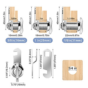 Thumb Operated Offset Cam Lock, 1-1/8” Cylinder Fits on 7/8” Max Door Thickness, Non-Locking Replacement Lock for RV Compartment Camper Storage, Cabinets,Drawers (1-1/8 Inch 3Pack)