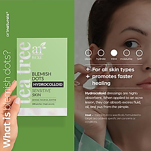 Artnaturals Acne Pimple Patches (144 Pack) Hydrocolloid Acne Patches with Tea Tree Treatment for Zits and Breakouts, Spots and Dots Stickers for Face and Skin