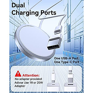 2 Pack Magnetic Wireless Charger 15W Fast Mag-Safe Charger for iPhone 14/13/12 Series and AirPods 3/2/Pro (Mag-Safe Charger Silver)