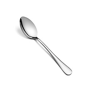 E-far Stainless Steel Teaspoons Set of 12, Modern Silverware Flatware Dessert Spoons for Home, Kitchen, Restaurant, Round Edge & Mirror Polished, Dishwasher Safe - 6.7 Inches
