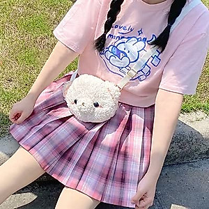 Hipi-shop Bear lolita plush Japanese cute Plush bag Creative shoulder bag Wallet Purse CrossBody bag for women and Girls (Black)