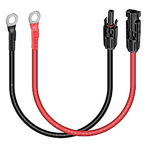 iGreely 10 Gauge Wire Solar to O Ring Cable Solar Panel Adapter Kit Cable Connetor for RV Solar Charge Controller Solar Generator Inverter Battery Pack Charger 10AWG 1Ft