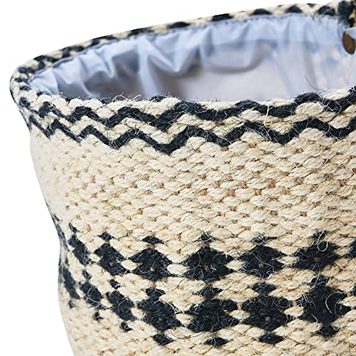 Main + Mesa Woven Jute Baskets with Liner, Black/Cream, Set of 2 Sizes