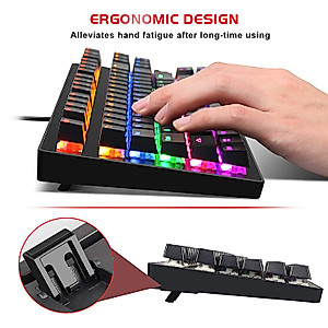 MageGee Mechanical Gaming Keyboard 87 Keys with RGB LED Backlit - Wired USB Computer Keyboard with Blue Switches, 100% Anti-Ghosting, Metal Construction, Water Resistant for Windows PC Laptop