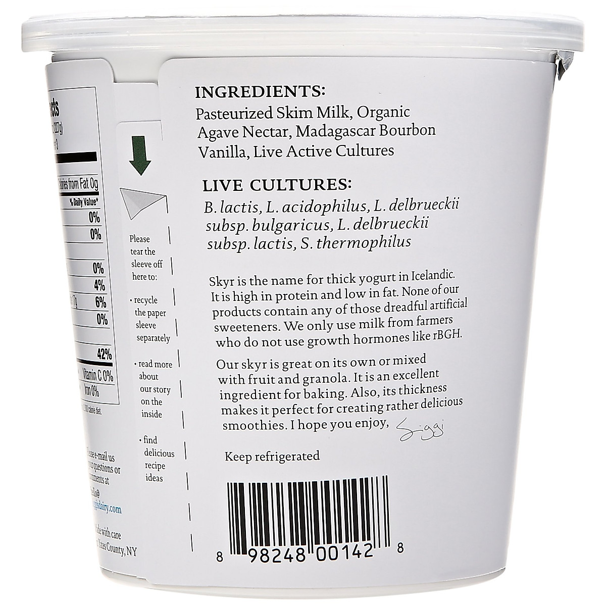 siggi’s Icelandic Strained Nonfat Yogurt, Vanilla, 24 oz. – Thick, Protein-Rich Yogurt Snack