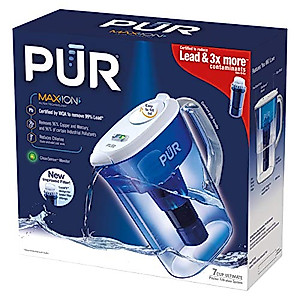 PUR Ultimate Filtration Water Filter Pitcher, 7 Cup, Clear/Blue