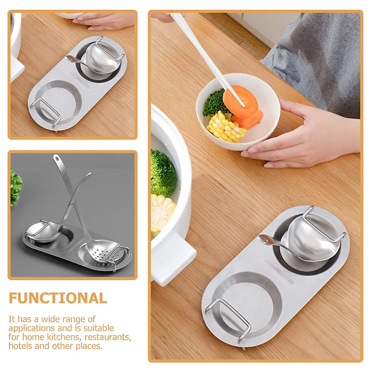 Cabilock Stainless Steel Spoon Rack Ladle Rest Chopsticks Pillow Pot Spoon Holder Cutlery Stand Pan Lid Holder Gold Spoon Rest Utensils Rest Utensil Holder Household Cutlery Rack