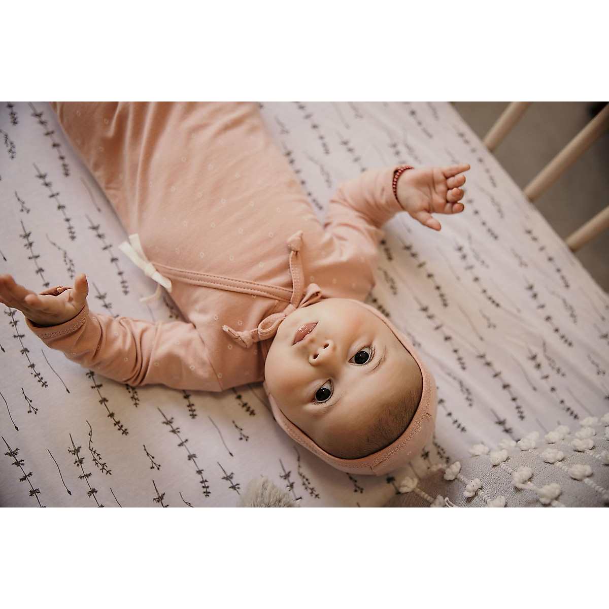 Pack and Play Sheets - 2 Pack Fitted with 100% Jersey Cotton - Pack N Play Mattress Sheets for Boys and Girls, Newborn Essentials (Neutral Forest Grey Floral and Leaves)