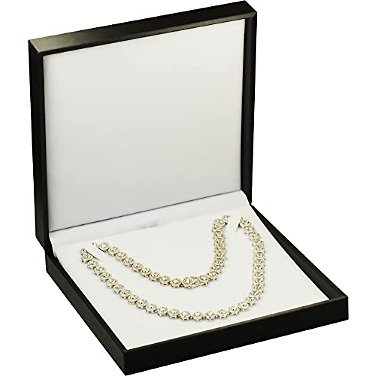 The Jewellery Pak Black Color Big Necklace Chain Gift Box Luxury Soft Touch PU Leather Material Necklace Storage Box Size 6.42 inch(W)6.42〞(D)1.57〞(H)