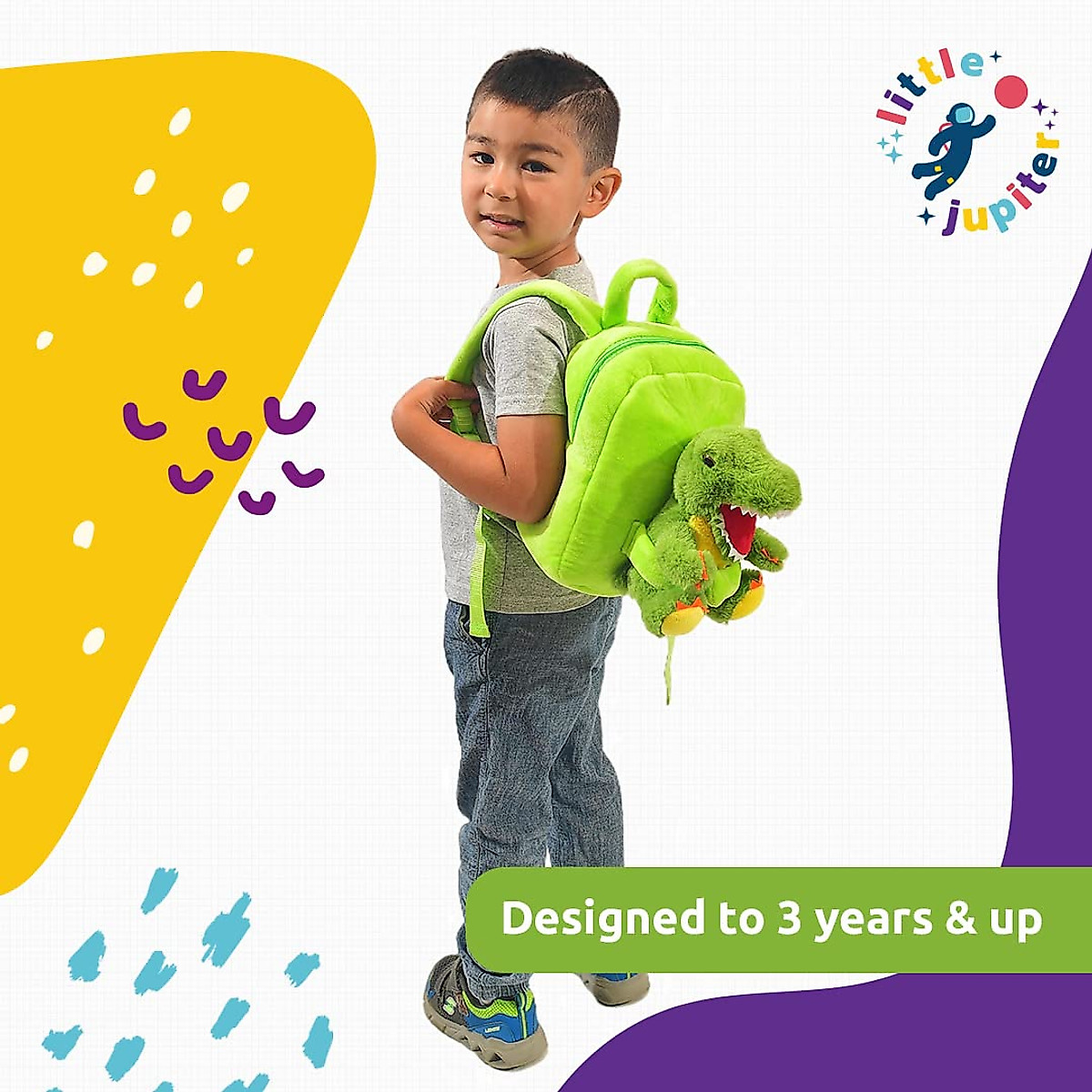 Pet Plush Dinosaur Stuffed Animal Backpack for Boys & Girls 3 - 4 - 5 Years Old w/ Removable T Rex Plush Toy - Backpack Dinosaur - Dinosaur Toys for Kids 3-5 w/ Dino Plushie Kid Animal Backpack (Green