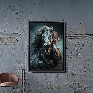 Majestic Black Stallion Galloping In The Clouds, Black Horse On Salt Flats, Canvas Print, Black Horse Print, Black Horse Wall Art, Decor Canvas, Wall Decor