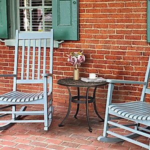 VINGLI 24” Cast Aluminum Outdoor Side Table, All Weather Round Patio Coffee Table Porch Table Outdoor Bistro Table Outdoor End Table Bronze