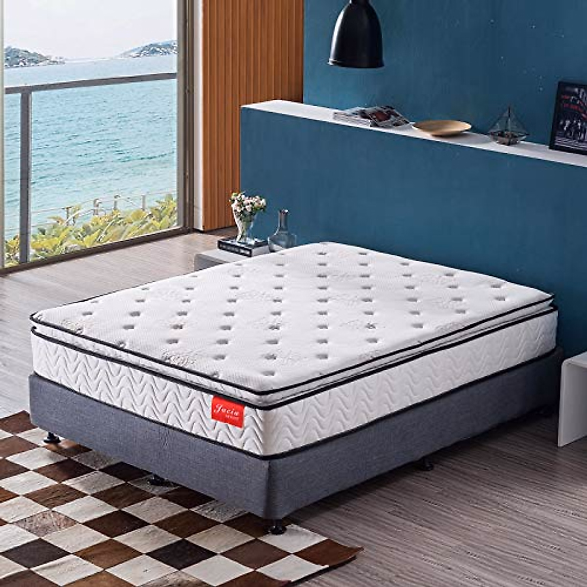 Jacia House King Mattress 11.4 Inches Pillow Top Pocket Spring Hybrid Mattress, Memory Foam Innerspring Firm Mattress -Bed in a Bag-King Mattress