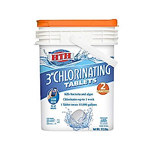 HTH 42030 3-inch Chlorinating Tablets Swimming Pool Chlorine, 37.5 lbs