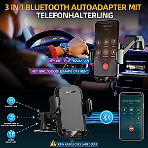 Magift Bluetooth Car Adapter-PD 20W Car Bluetooth Adapter,【Air Vent & Dashboard】Phone Holder,AUX FM Bluetooth Transmitter With Strong Microphone & HiFi Deep Bass Sound,Hands-free Calls & Music Player.