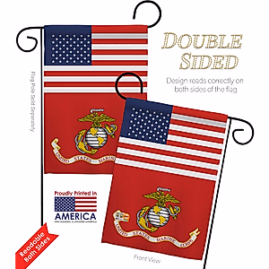 Americana Home & Garden US Marine Corps Garden Flag 2pcs Pack Armed Forces USMC Semper Fi United State American Military Veteran Retire Official House Banner Small Yard Gift Double-Sided, Made in USA