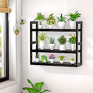 Bathroom Bamboo Shelf Organizer - 3 Tier Storage Shelf with Adjustable Wall Mounted Shelf Rack Over Toilet, Use for Bathroom, Kitchen, Living Room (Black)