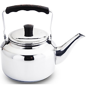 Chandler 3.12 Liter Tea Pot, Vintage Tea Kettle - 4mm Stainless Steel Pot - Hard to Dent | Ergonomic Handle with a Cool Grip | Portable Tea Kettle For Camping (Silver Colour, 3.12 L)