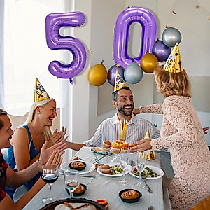 GINZU 40 Inch Purple 50 Number Balloons Giant Jumbo Huge 50 Foil Mylar Helium Number Digital Balloons Dark Purple 50th Birthday Balloons 50th Anniversary Events Party Decorations Photo Shoot Supplies