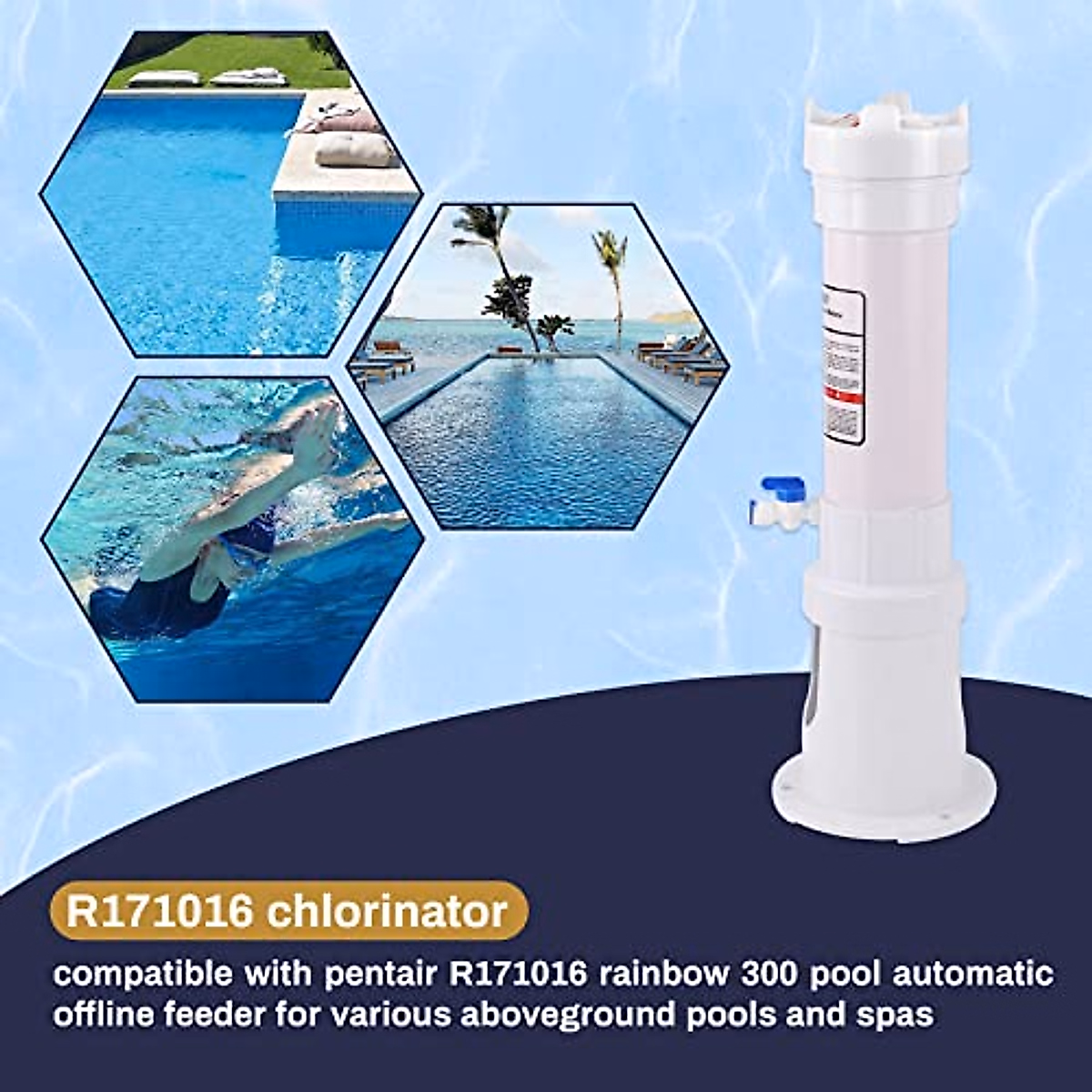 R171016 Pool Automatic Chlorine/Bromine Offline Feeder 300 Chlorinator Compatible with pentair R171016 Rainbow 300 Pool Feeder,2 Additional Control Valve Replacements and Other Accessories