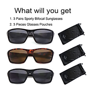 Hyyiyun Bifocal Sunglasses for Men and Women,3 Pack Outdoor Sports Sun Readers UV Protection 2.25 X