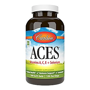Carlson - ACES, Vitamins A, C, E + Selenium, Cellular Health & Immune Support, Antioxidant, 200 Softgels