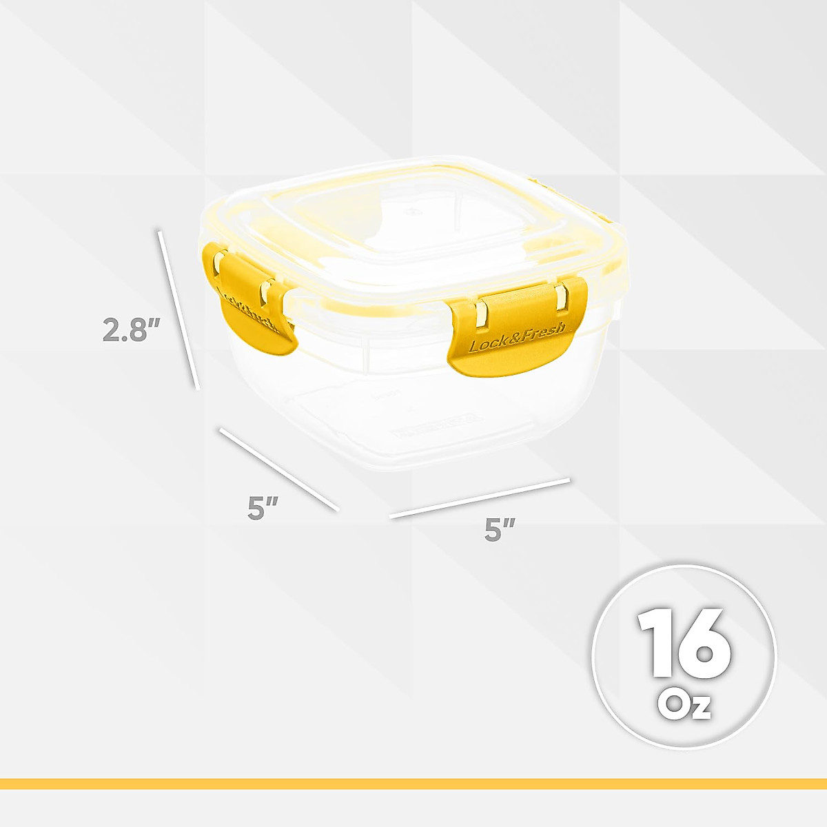 Superio Plastic Food Storage Container with Airtight Lid- 16 Oz, BPA Free, Leakproof, Stackable, Microwave, Dishwasher and Freezer Safe, Yellow